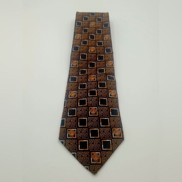 Versace | Accessories | Vintage Silk Gold And Black Versace Tie | Poshmark